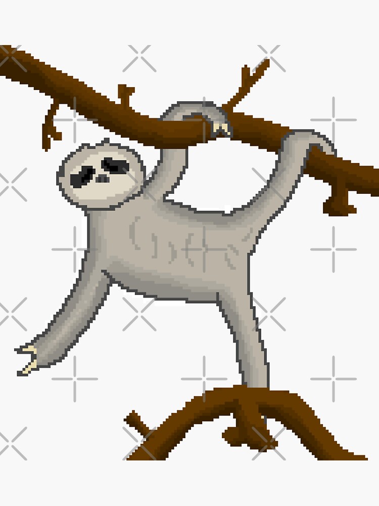 "Pixel Art Sloth" Sticker by PerfectlyBad | Redbubble