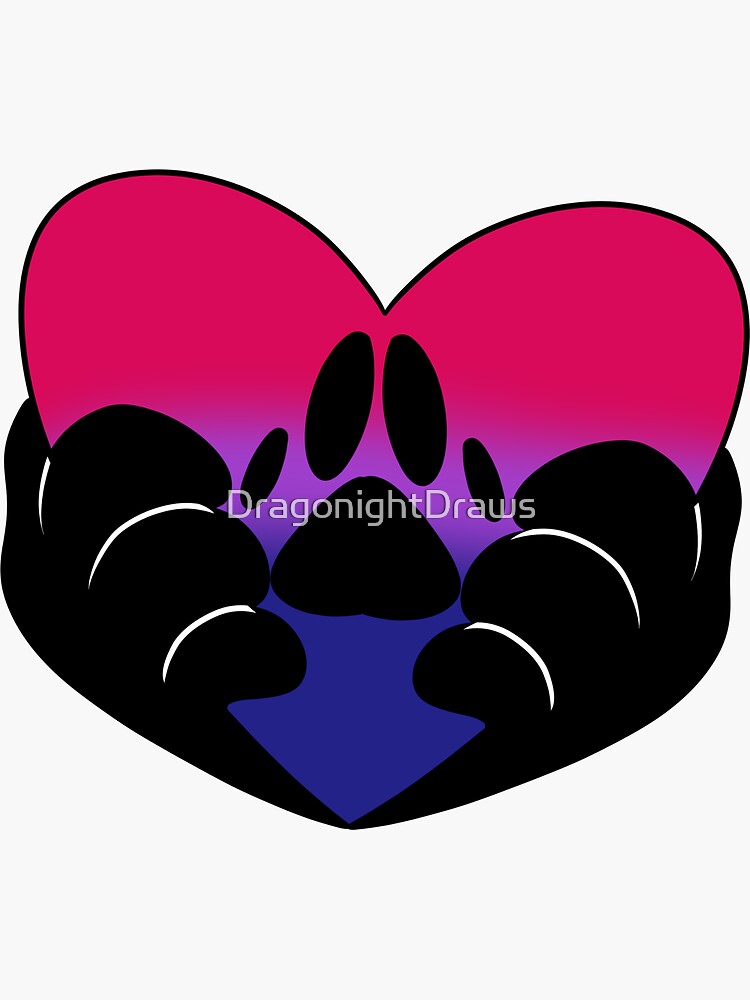 "Furry Pride paw heart bisexual" Sticker for Sale by DragonightDraws ...