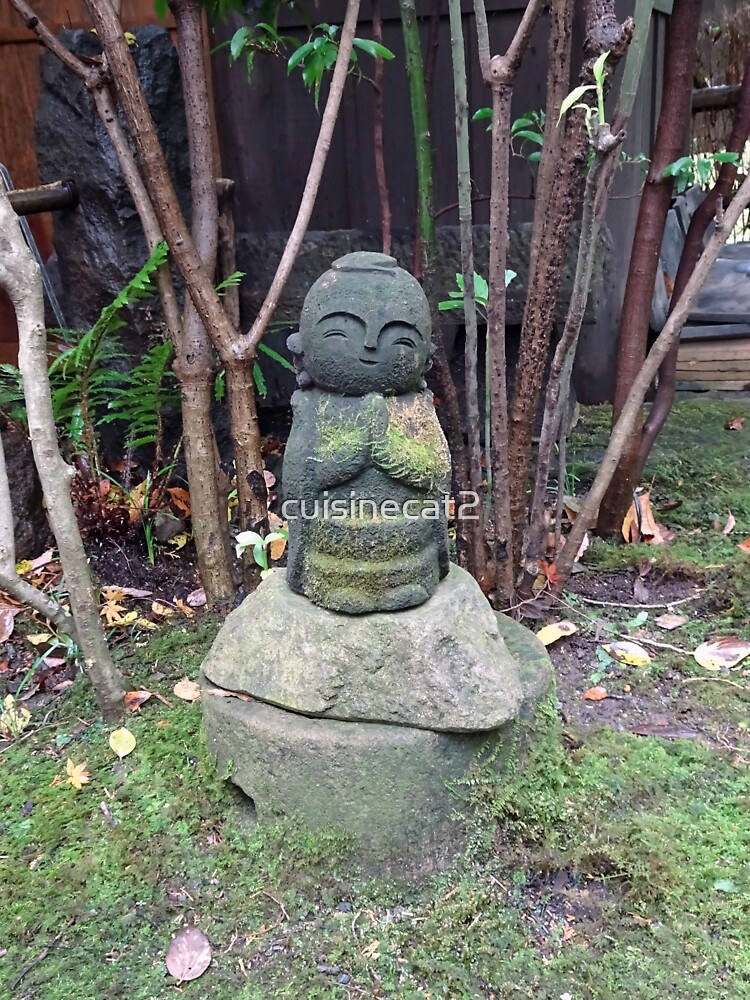 "Cute Mossy Jizo Statue in a Japanese Garden" Sticker for Sale by ...