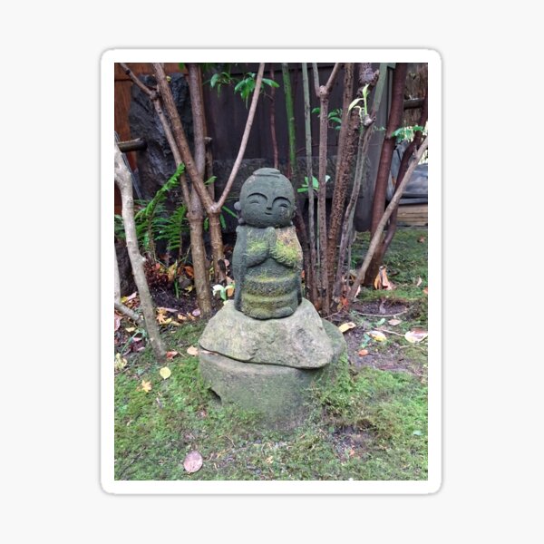 "Cute Mossy Jizo Statue in a Japanese Garden" Sticker for Sale by ...