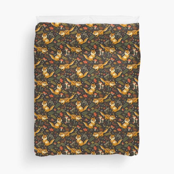 "Two Cute Chipmunks in Autumn Background" Duvet Cover for Sale by ...