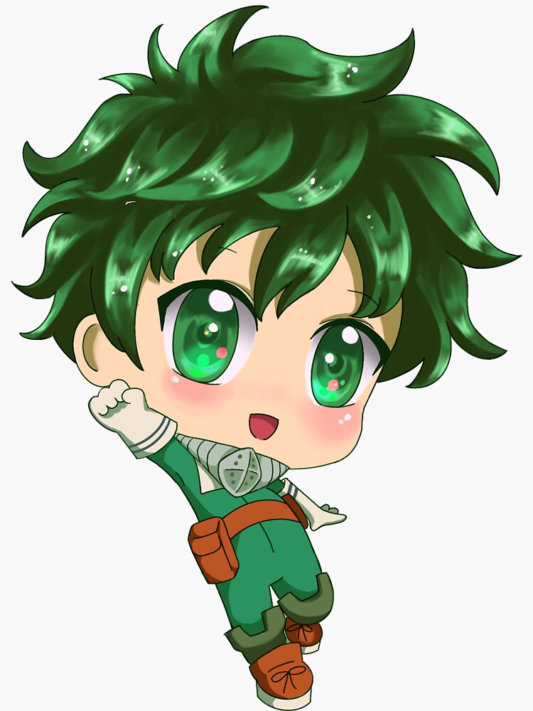 "Chibi Midoriya Izuku" Sticker for Sale by tsukicreativeco | Redbubble