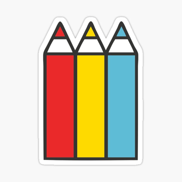 "Colored Pencils Primary Colors" Sticker by artclassgoods | Redbubble