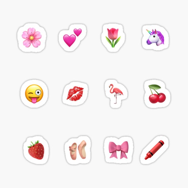 "Pink and red emoji stickers " Sticker for Sale by emma7797 | Redbubble
