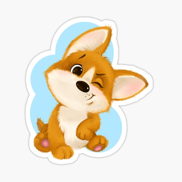 "Cute winking corgi puppy sitting. Funny cartoon dog for kids and ...