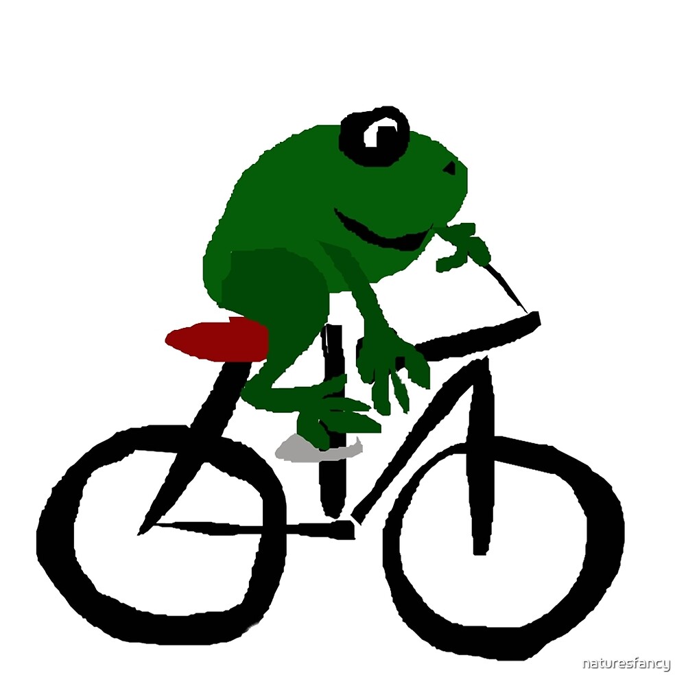 "Cool Funny Frog Riding Bicycle Original Art" by naturesfancy | Redbubble