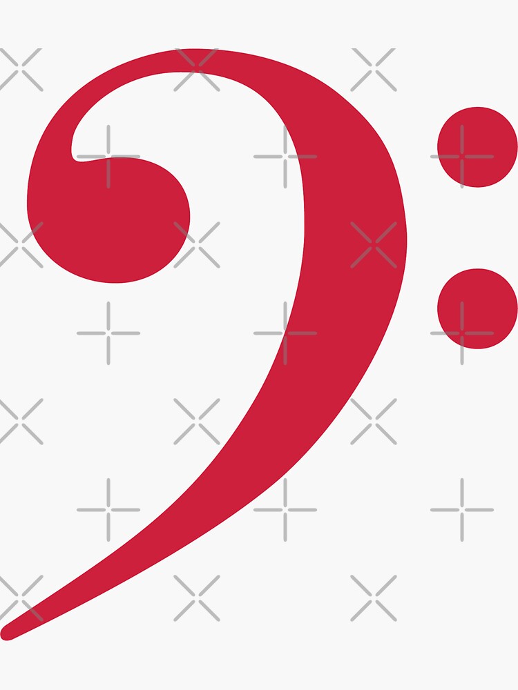 "Bass Clef - Red" Sticker for Sale by CoyGraphics | Redbubble