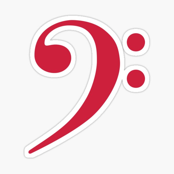 "Bass Clef - Red" Sticker for Sale by CoyGraphics | Redbubble