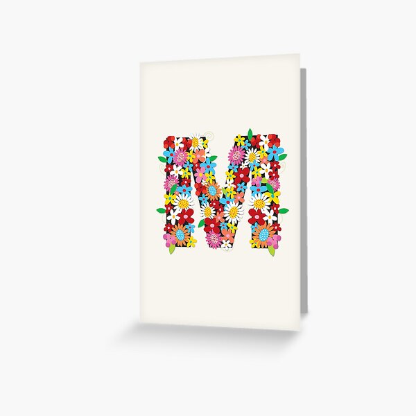 "Spring Flowers Alphabet M Monogram" Greeting Card for Sale by fatfatin ...