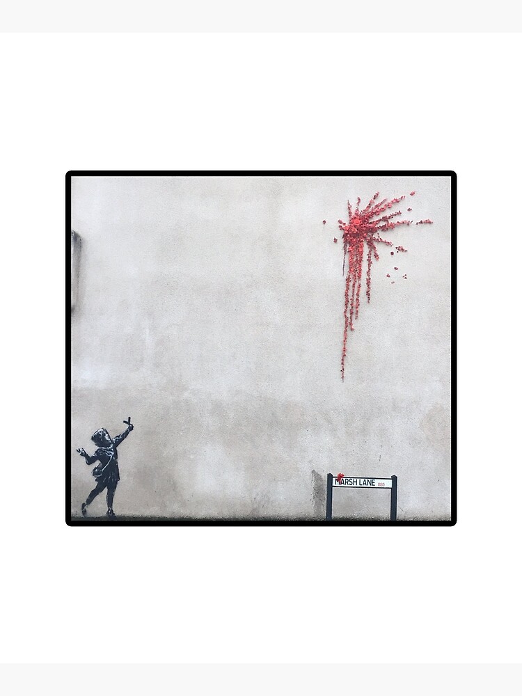 Banksy Girl Slingshot Flowers Bristol Valentines Day Mounted Print For Sale By Thatmerchstore