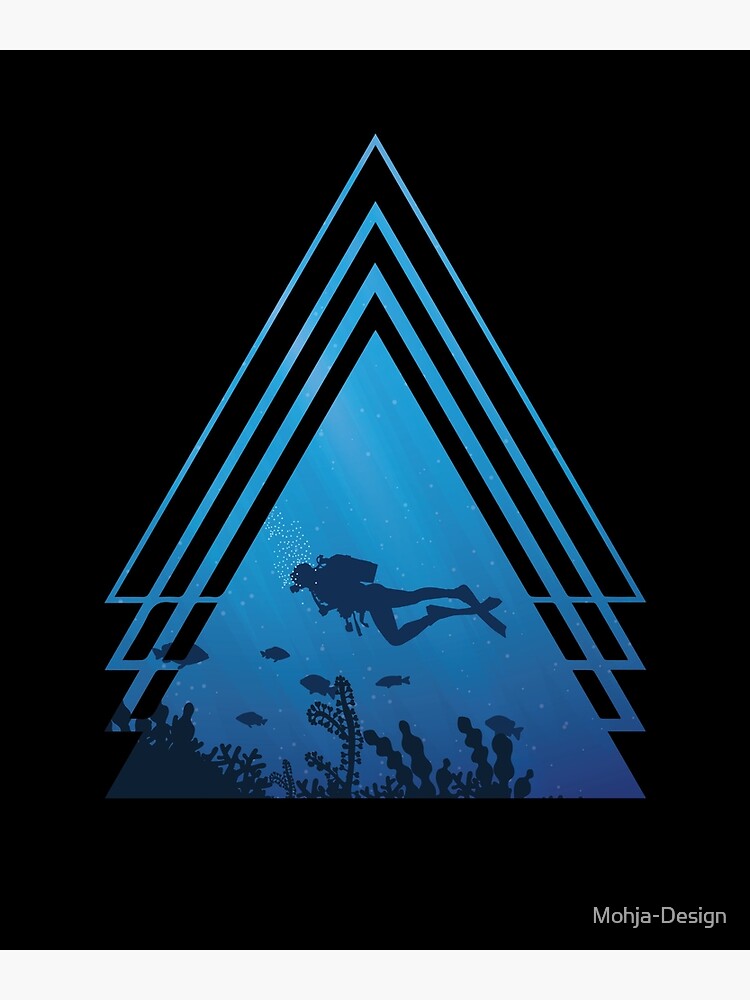 "Ocean - diver swims with fish, triangle" Photographic Print by Mohja ...