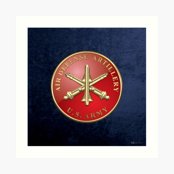 "Air Defense Artillery - ADA Branch Insignia over Blue Velvet" Art ...