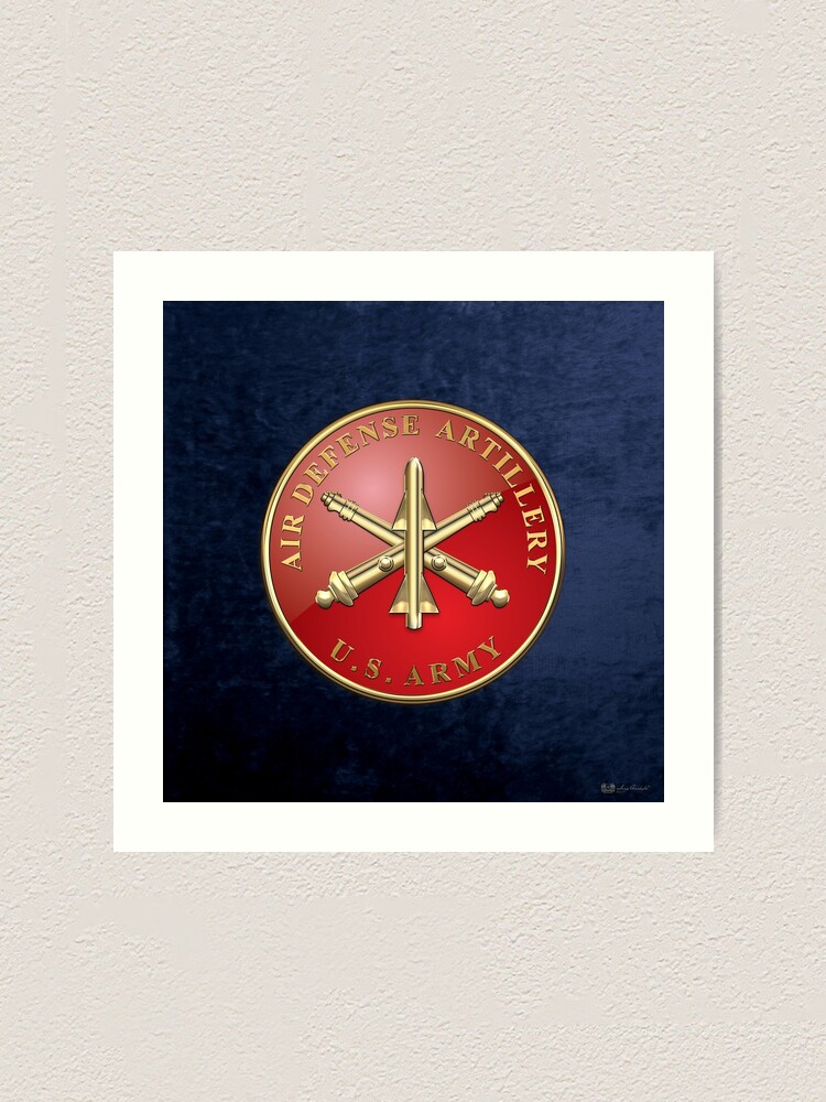 "Air Defense Artillery - ADA Branch Insignia over Blue Velvet" Art ...