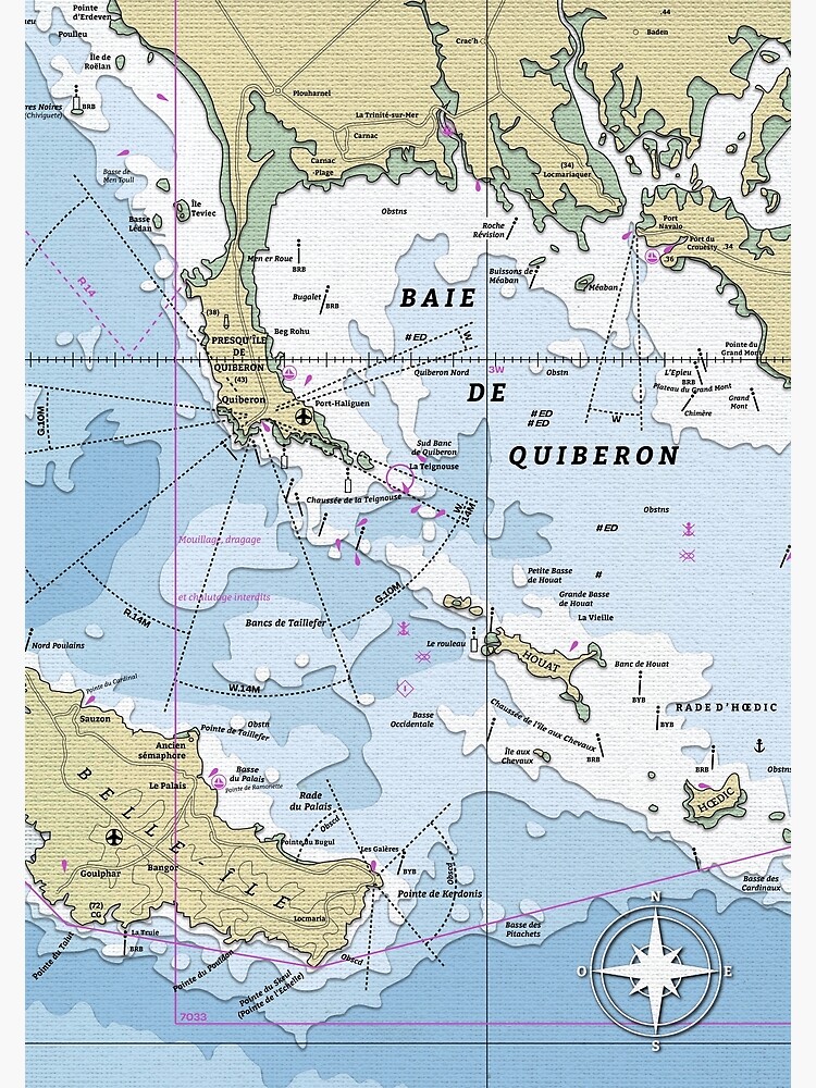 Impression artistique « Carte nautique baie de Quiberon », par -snev- | Redbubble