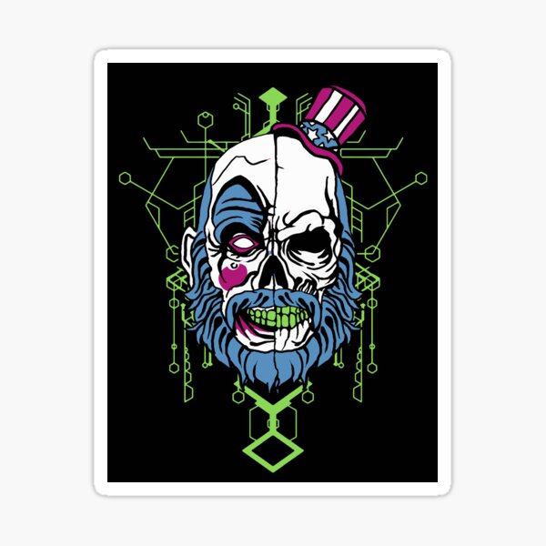"Skull Clown With Sacred Geometry 10" Sticker for Sale by Paskography21 ...