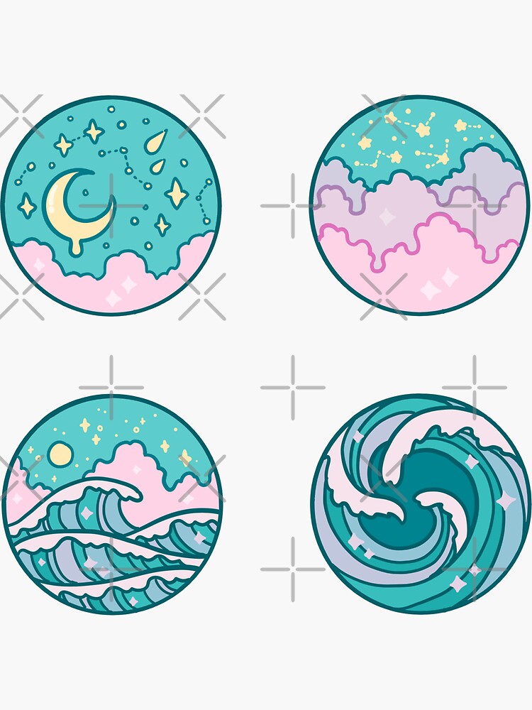 "wave circles" Sticker for Sale by freshbobatae | Redbubble