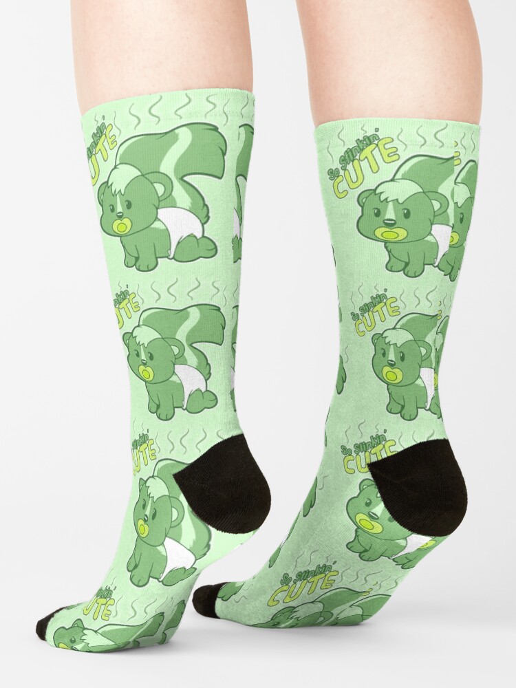 "So Stinkin' Cute Baby Skunk" Socks by Autophobicat | Redbubble