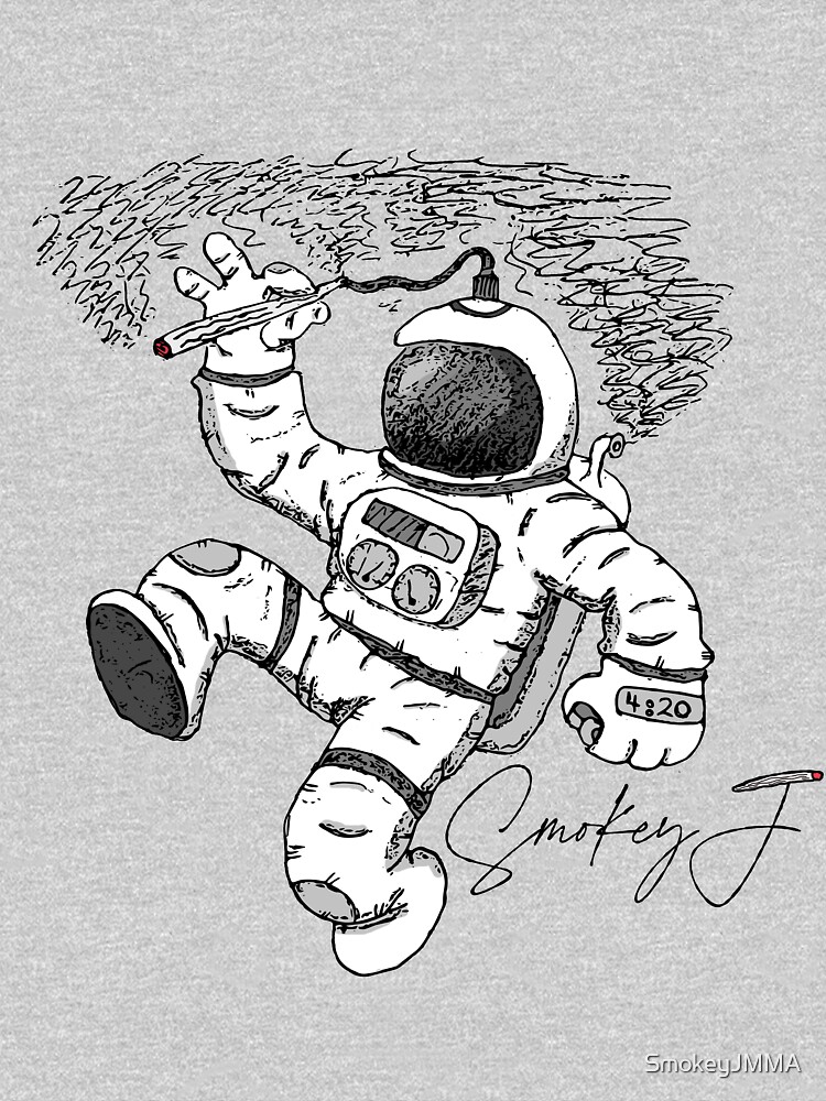 "astronaut smoking a joint in space by smokey j (light background)" T ...