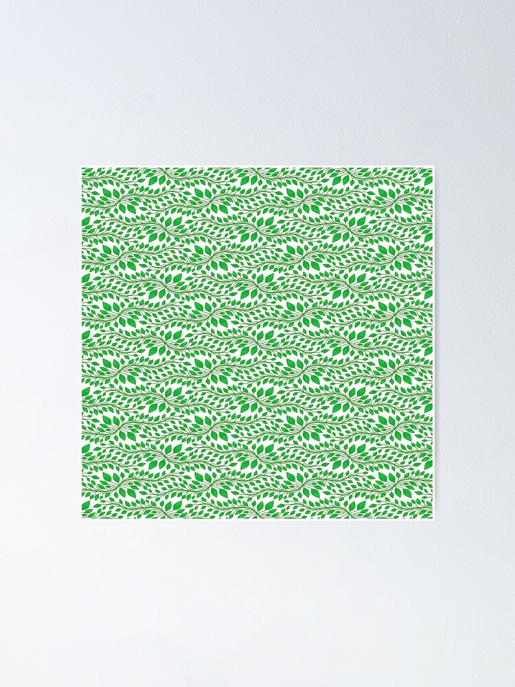 "Green Vines Meandering Leaves Vegetation Pattern" Poster by ...