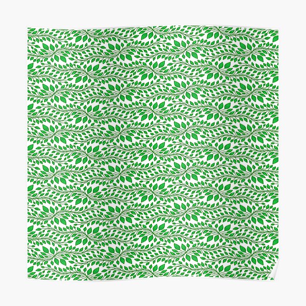 "Green Vines Meandering Leaves Vegetation Pattern" Poster by ...