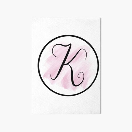 "Letter K Initial Pink Watercolor" Art Board Print for Sale by ...