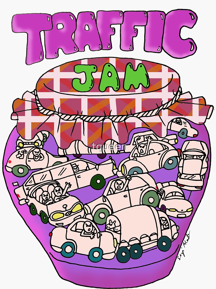 "traffic jam cars trucks gridlock cartoon" Sticker for Sale by tqueen ...