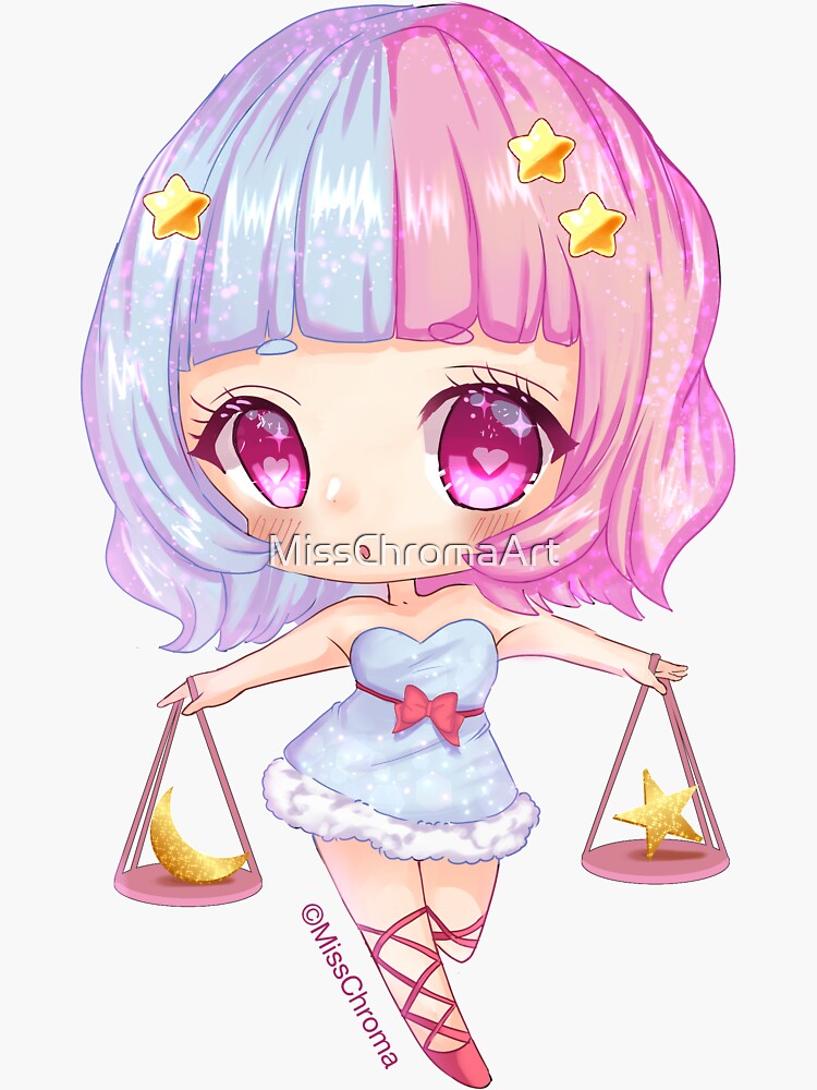 "libra chibi horoscopo" Sticker for Sale by MissChromaArt | Redbubble