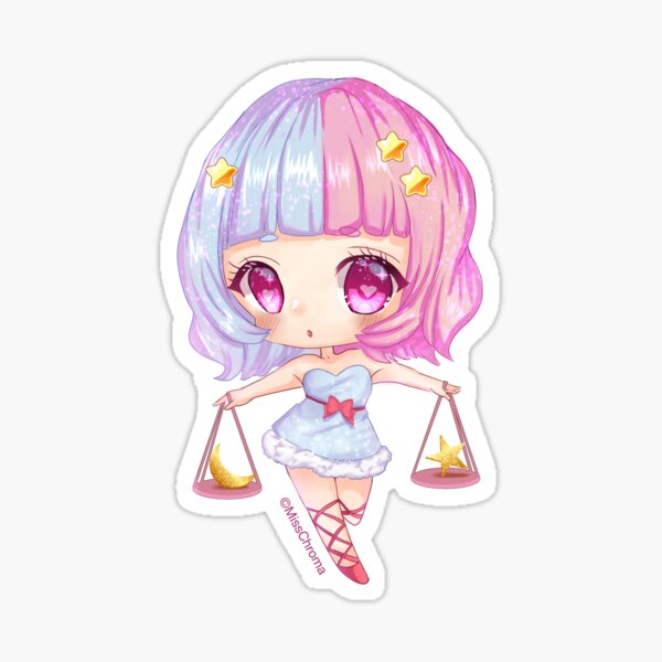 "libra chibi horoscopo" Sticker for Sale by MissChromaArt | Redbubble