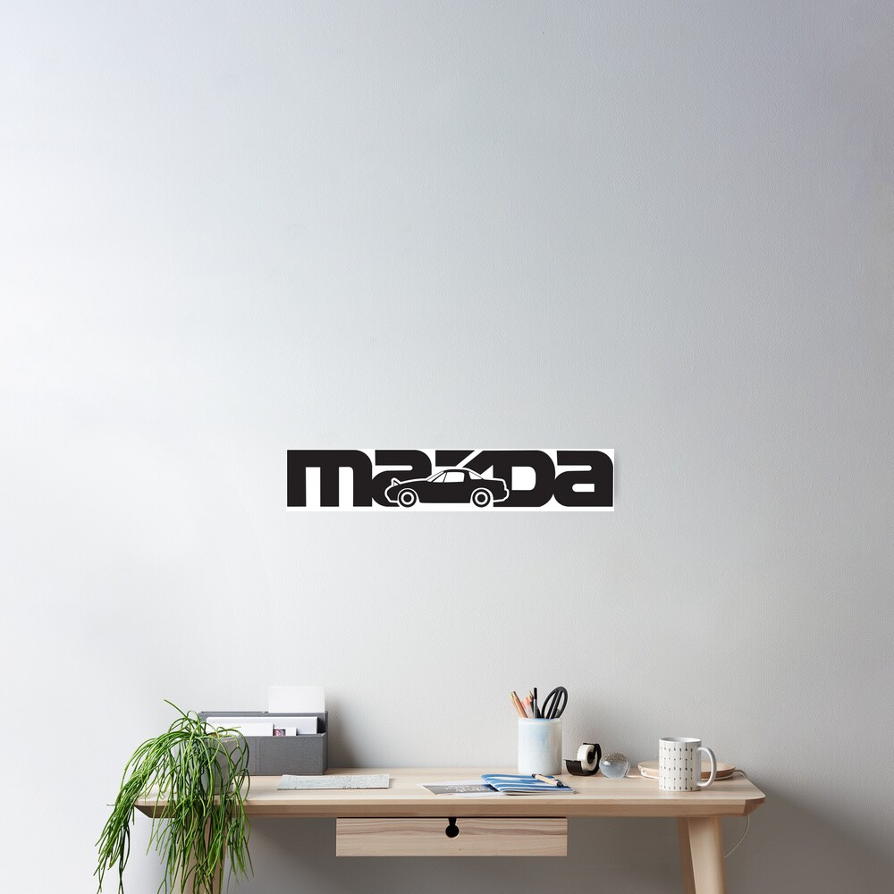"Miata Silhouette over Mazda logo" Poster for Sale by jerrodjpeg ...