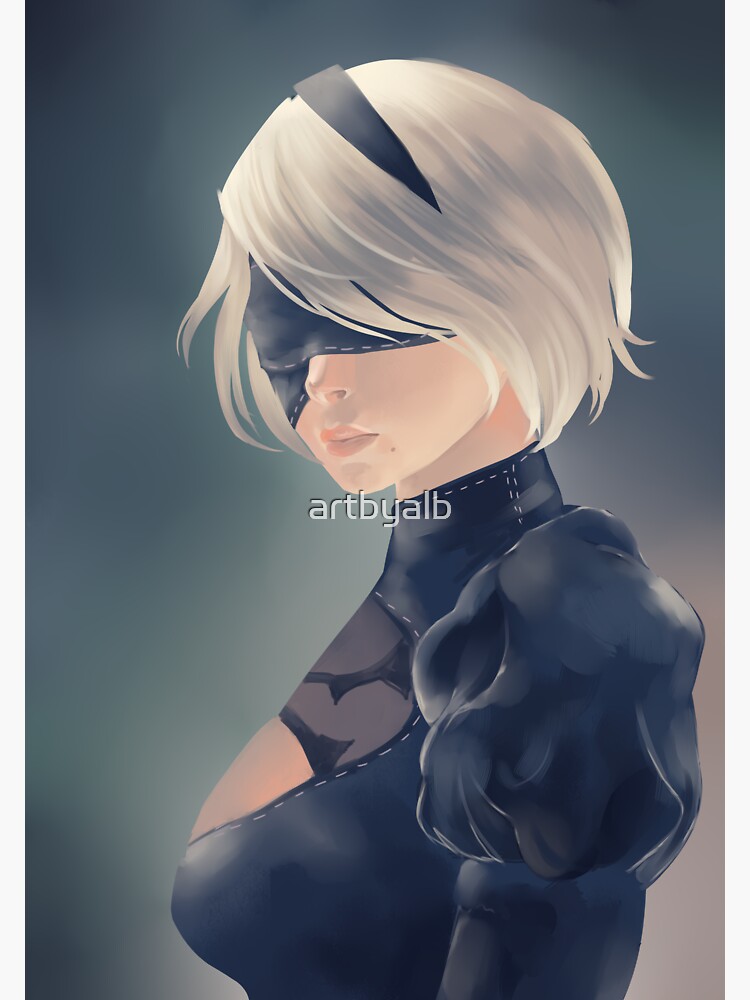 "2B" Sticker for Sale by artbyalb | Redbubble
