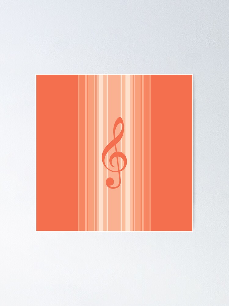 "Treble Clef Vertical Stripes Orange" Poster for Sale by RetroNeon ...