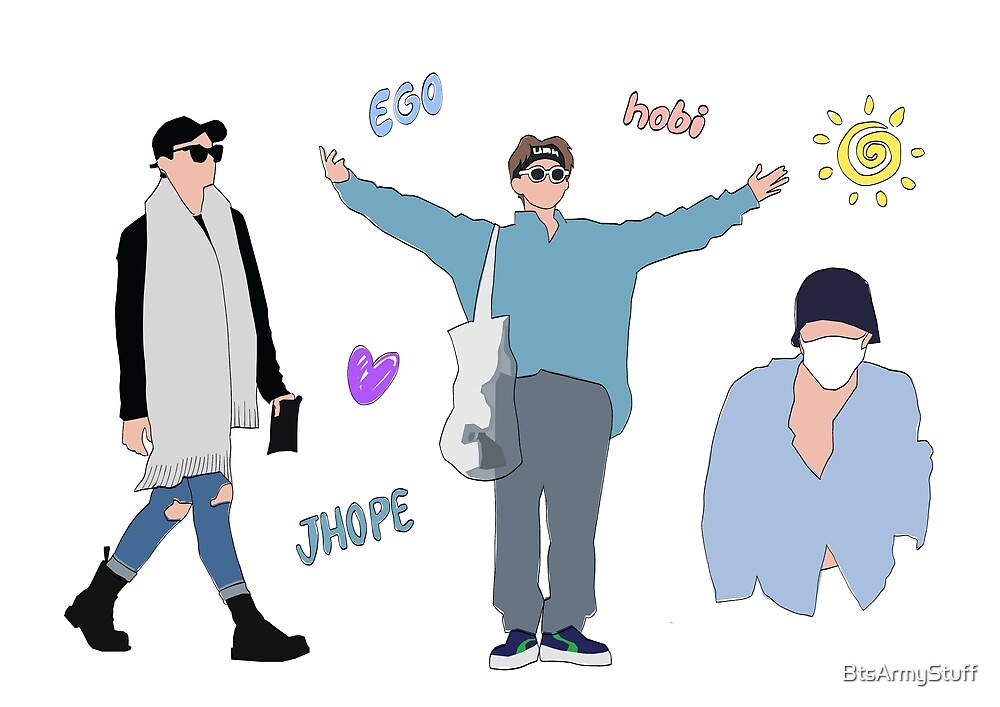 "JHOPE iconic airport outfits vector series " by BtsArmyStuff | Redbubble