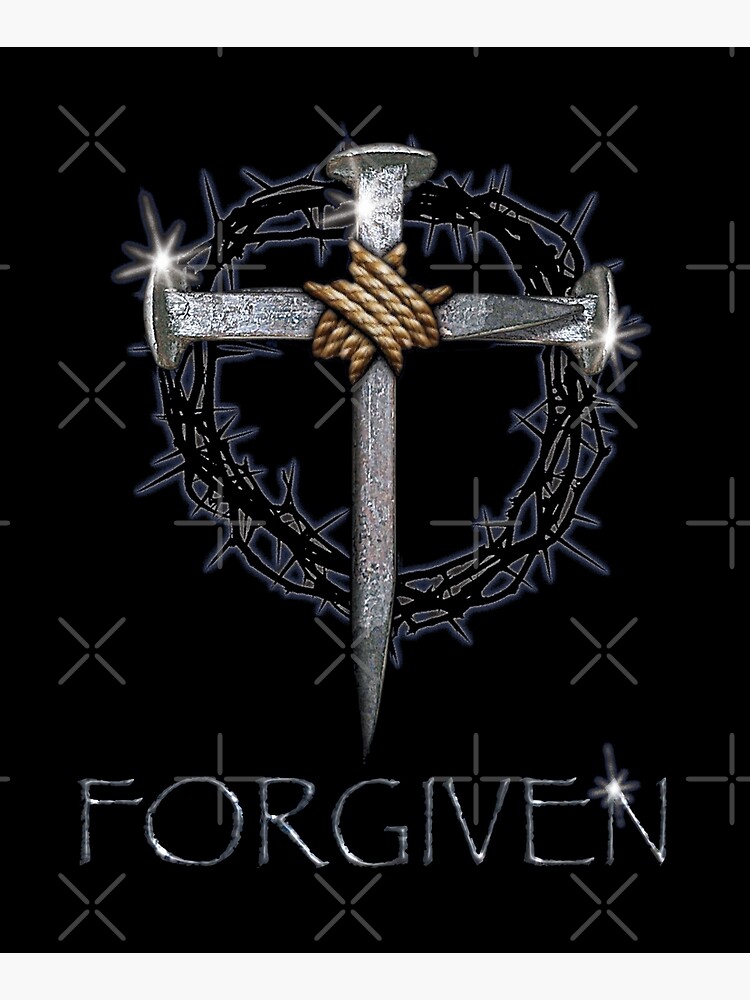 "Forgiven Nails, Cross and Crown of Thorns design" Mounted Print for ...