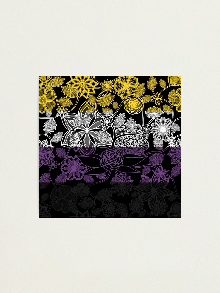 Flight Over Flowers Of Fantasy Nonbinary Pride Flag Photographic