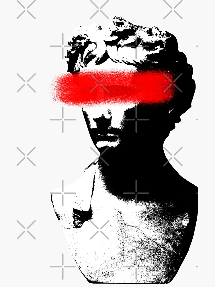 "Marble Statue Eyes Crossed Out" Sticker for Sale by Rocket-To-Pluto ...