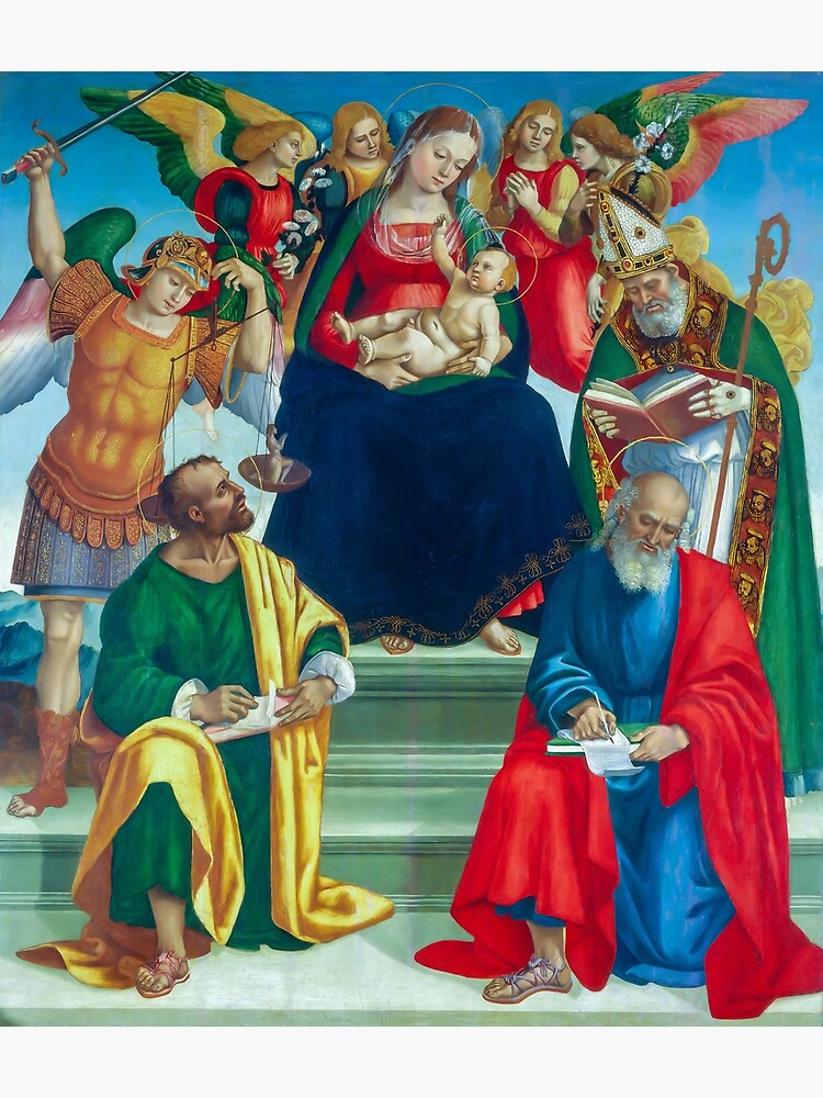 Lámina fotográfica «Luca Signorelli - Madonna y niño con santos y ...