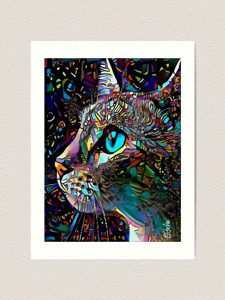 "Mars chat - Lea Roche paintings - cat, chat, cat" Art Print for Sale ...