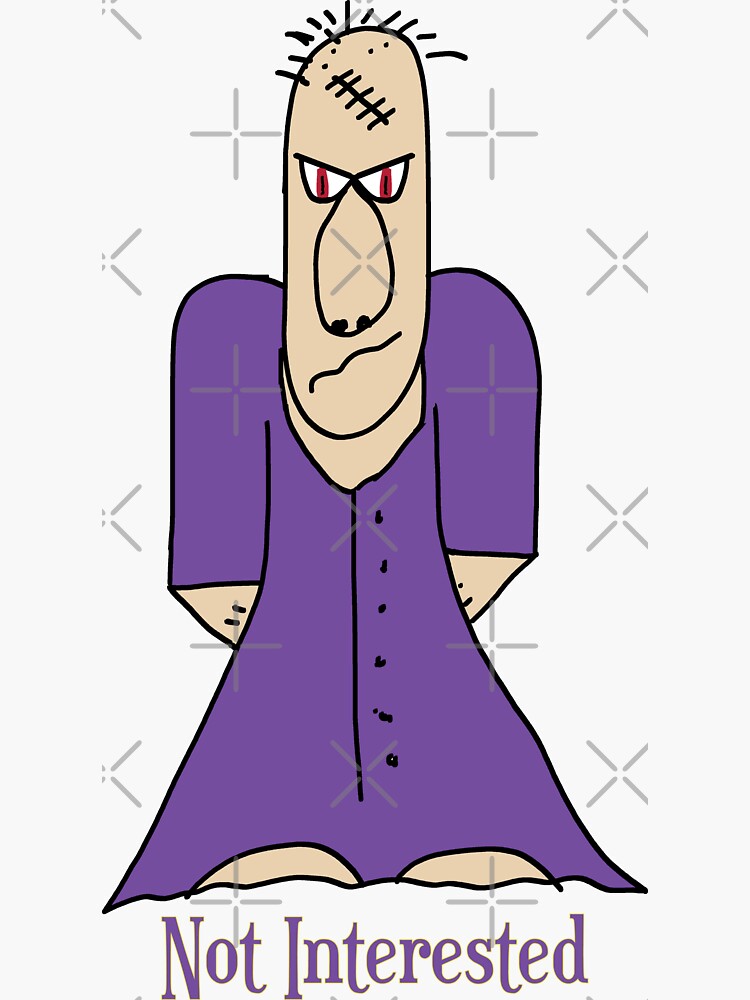 "Not Interested cartoon wizard" Sticker for Sale by FunkFarm | Redbubble