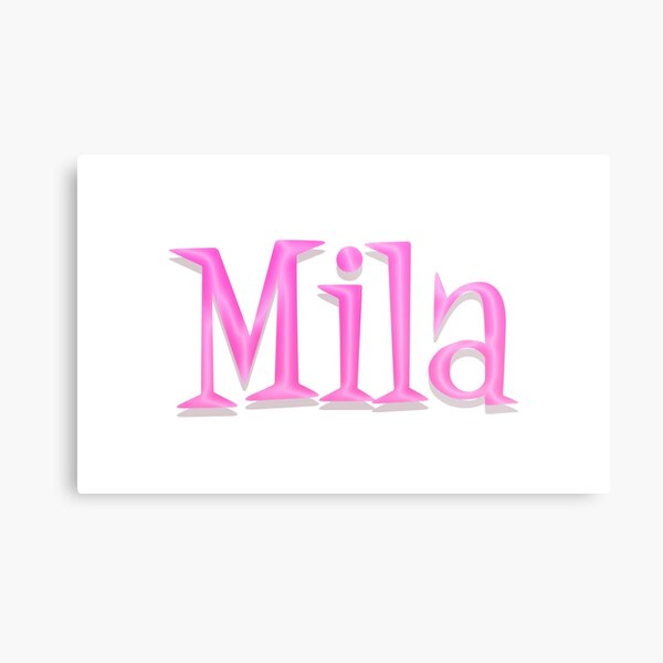 Lámina metálica «Nombre de niña Mila en estilo de dibujos animados» de ...