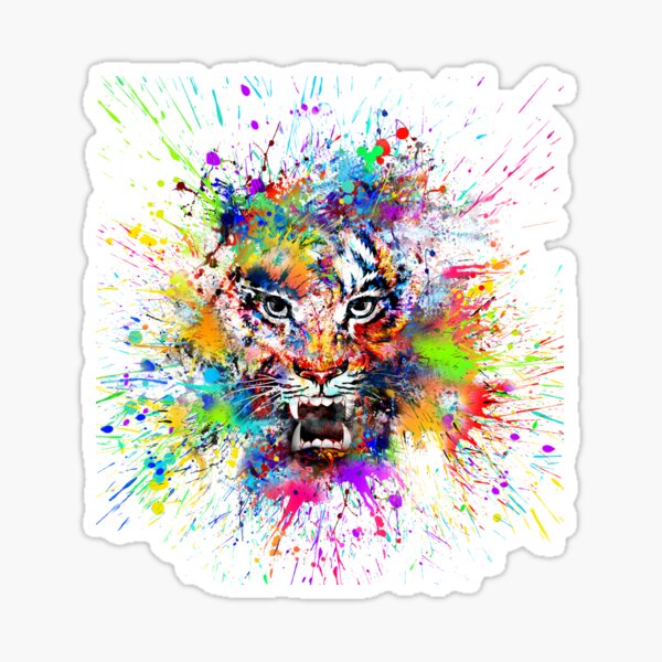 "Tiger Splash Of Colors" Sticker by gianrhina05 | Redbubble