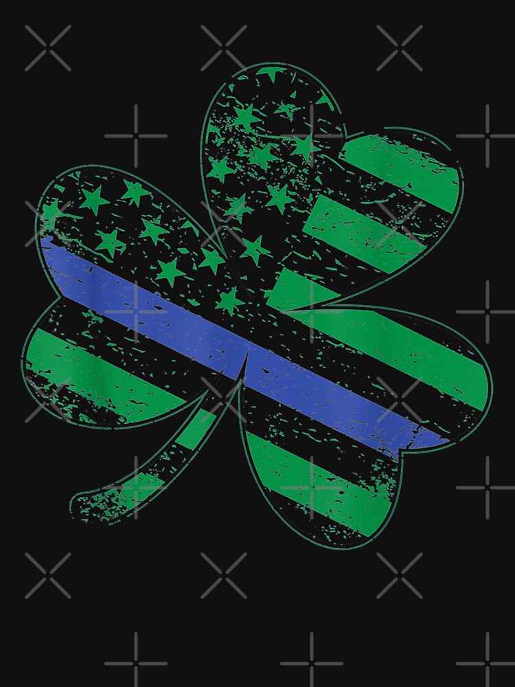 "Thin Blue Line St.Patricks Day Police Officer Shamrock Gifts" T-shirt ...