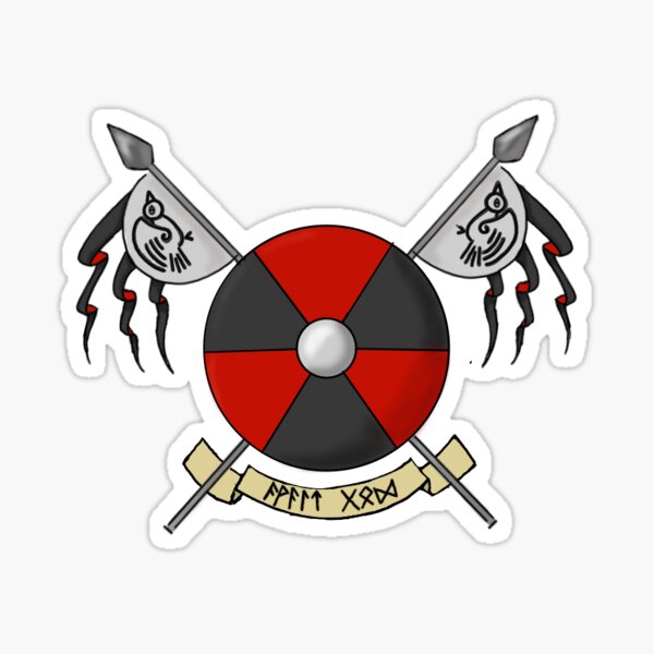 Pegatina «Escudo vikingo y bandera de cuervo» de Niseag | Redbubble