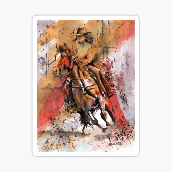 "Rodeo - barrel racing - horse riding" Sticker by Mightyfineart | Redbubble