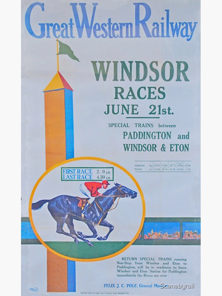 "Gwr Windsor Races Vintage poster" Sticker for Sale by Scenebyrail ...
