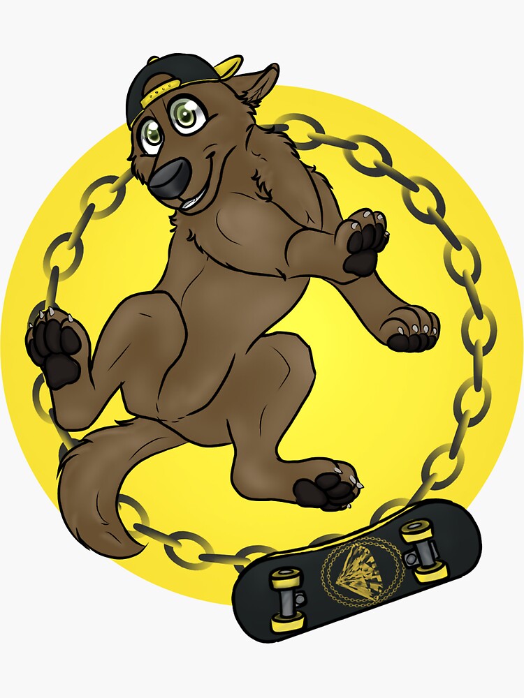 "Skater Boi Wolf Sticker Skateboard (yellow)" Sticker for Sale by Husky ...