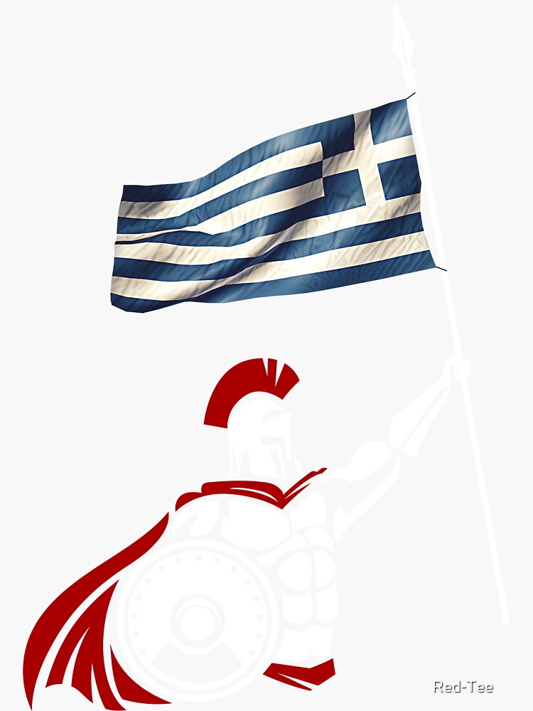 "Spartan Greek Pride Flag For Greek Festival" Sticker by Red-Tee ...