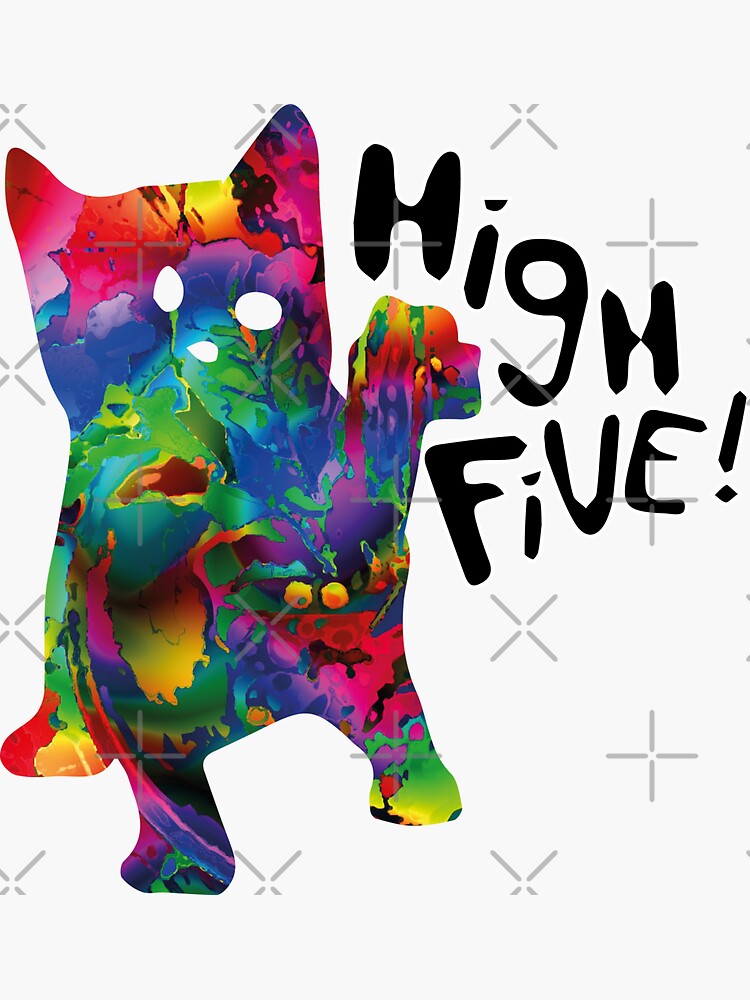 "Psychedelic Crazy Cat High Five" Sticker for Sale by xagta10 | Redbubble