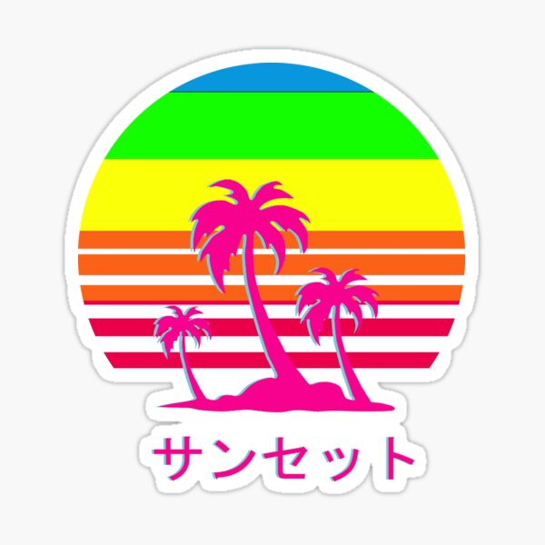 "Aesthetic Vintage Vaporwave Retro 80s 90s Otaku Lofi Bicolor" Sticker ...