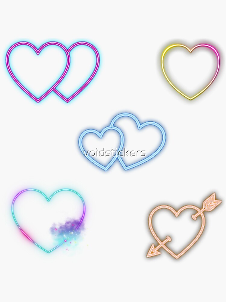 "neon hearts sticker pack" Sticker for Sale by voidstickers | Redbubble