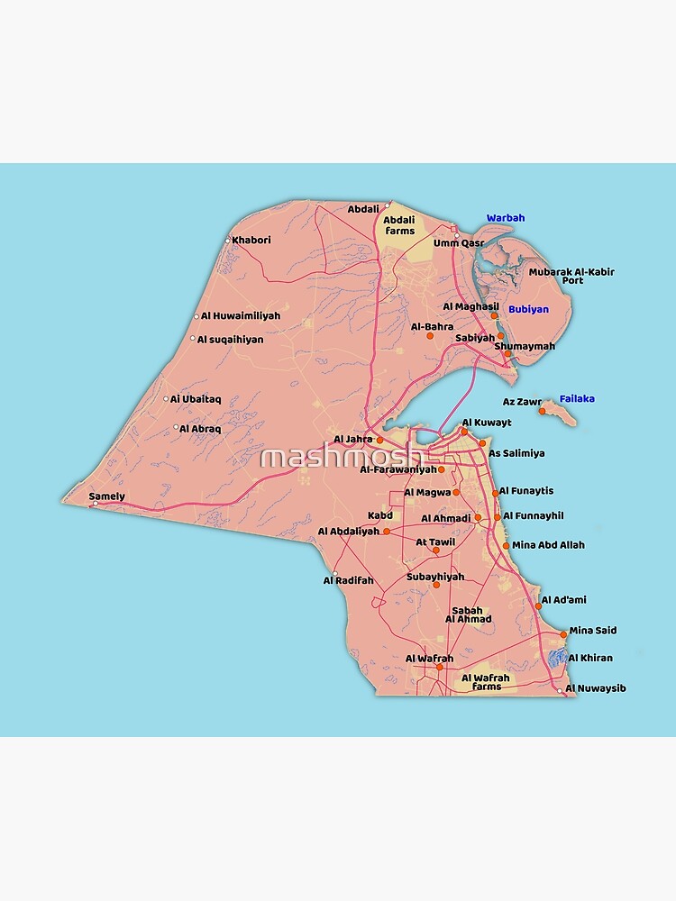 "detailed Kuwait map with roads and cities خارطة دولة الكويت التفصيلية ...